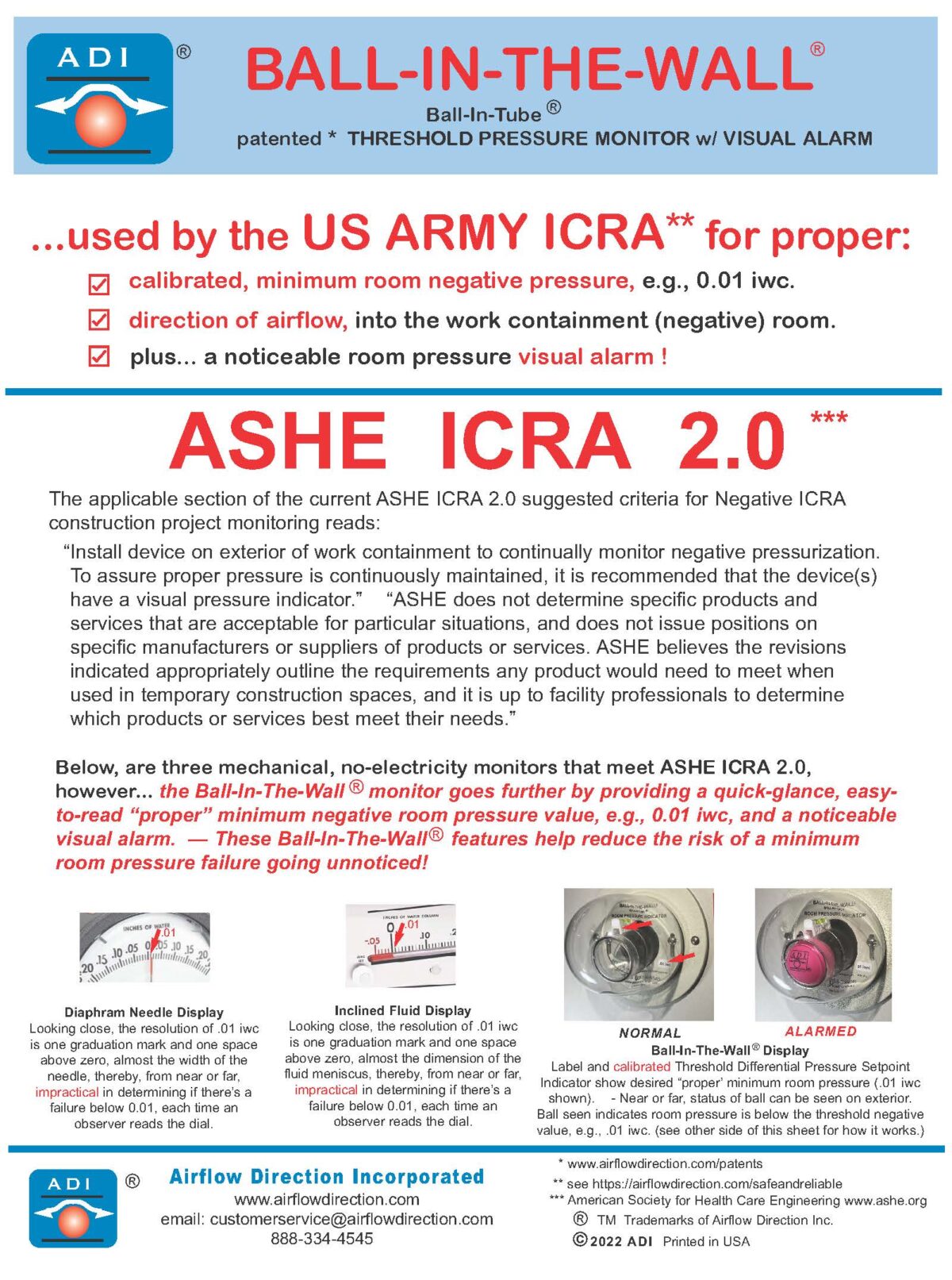 THE BALL-IN-THE-WALL® & ASHE ICRA 2.0 - ADI - Air Flow Direction